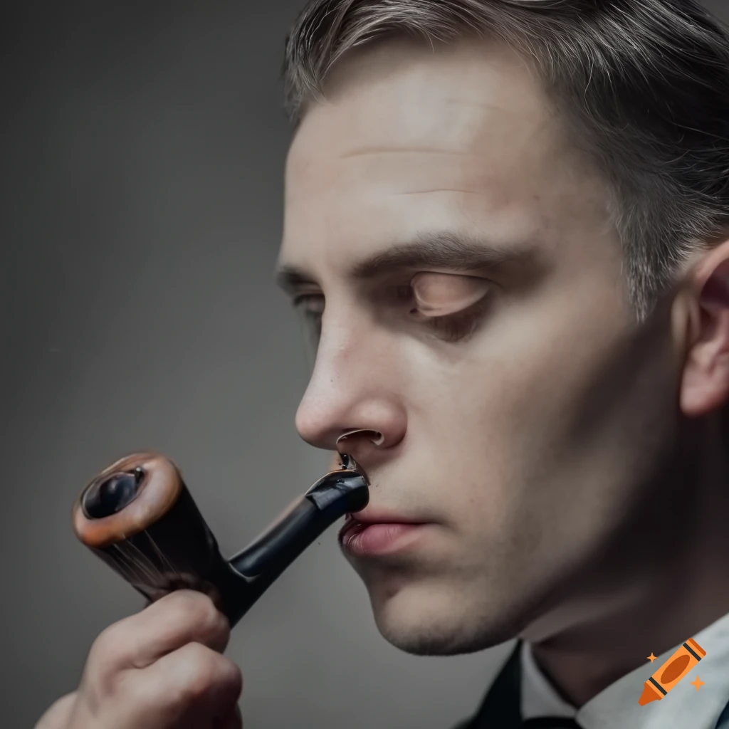 Image of a stylish man in a tuxedo smoking a pipe on Craiyon