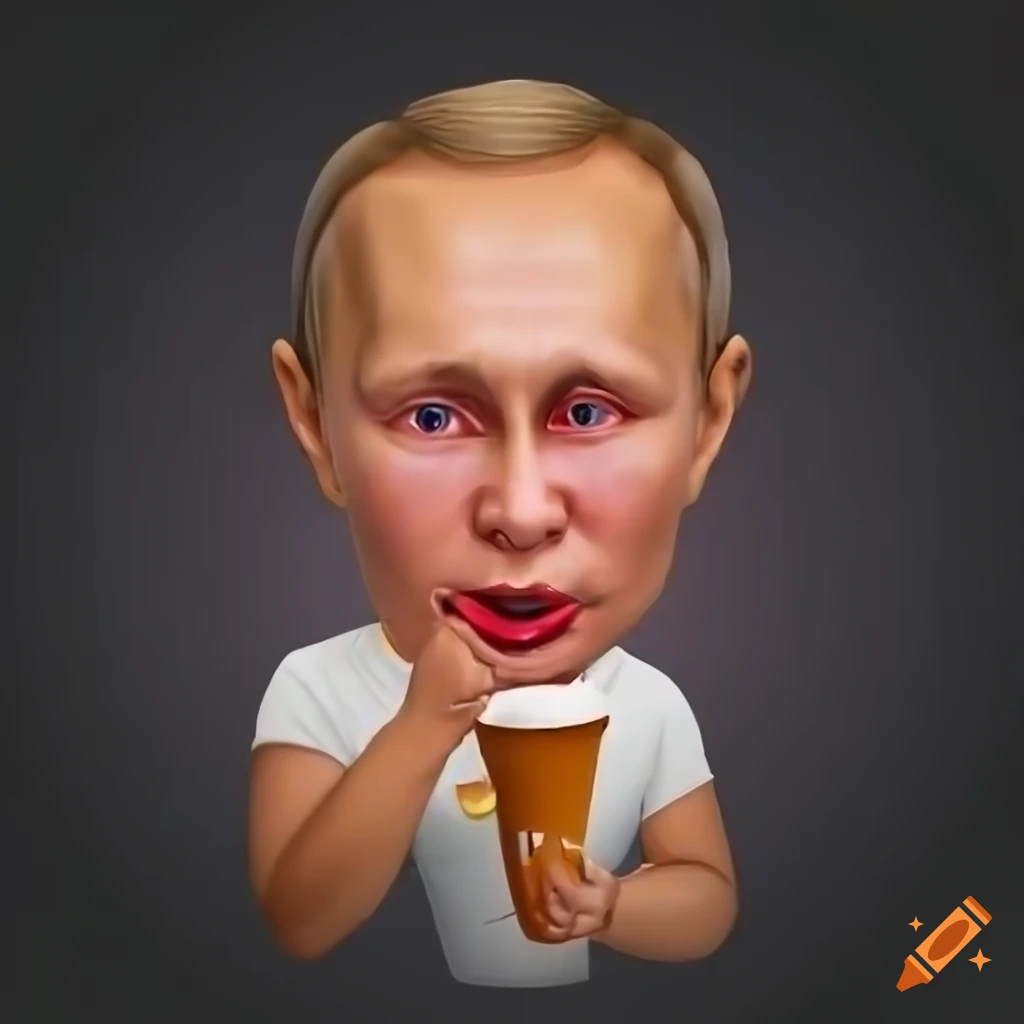 Cartoon design of Vladimir Putin eating ice cream on Craiyon
