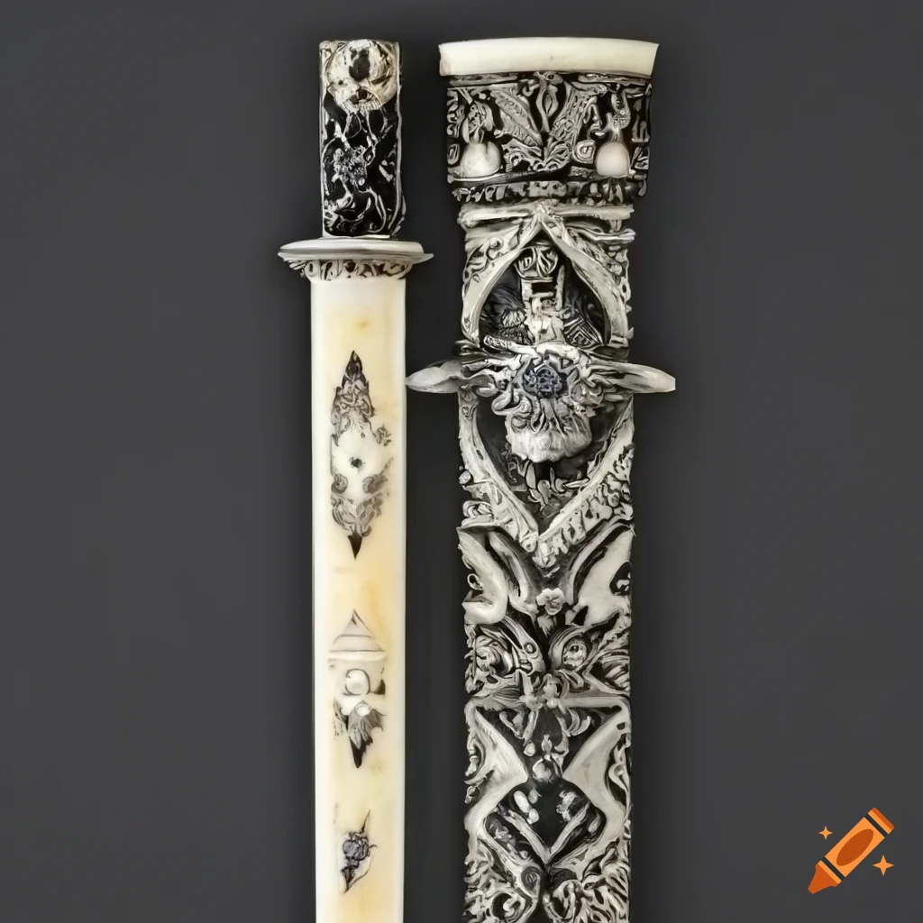 Scabbard with silverwork and intricate design on Craiyon
