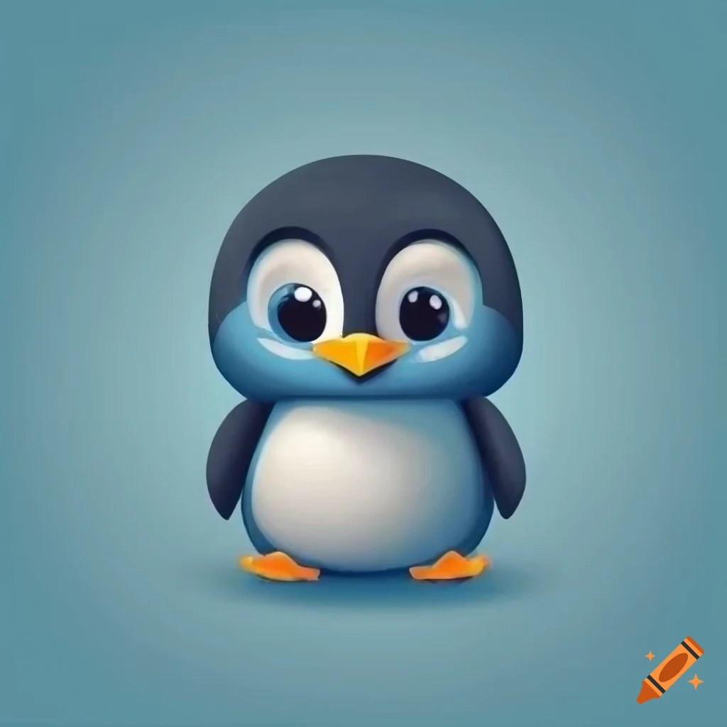 Cute blue cartoon penguin with snowflakes on Craiyon