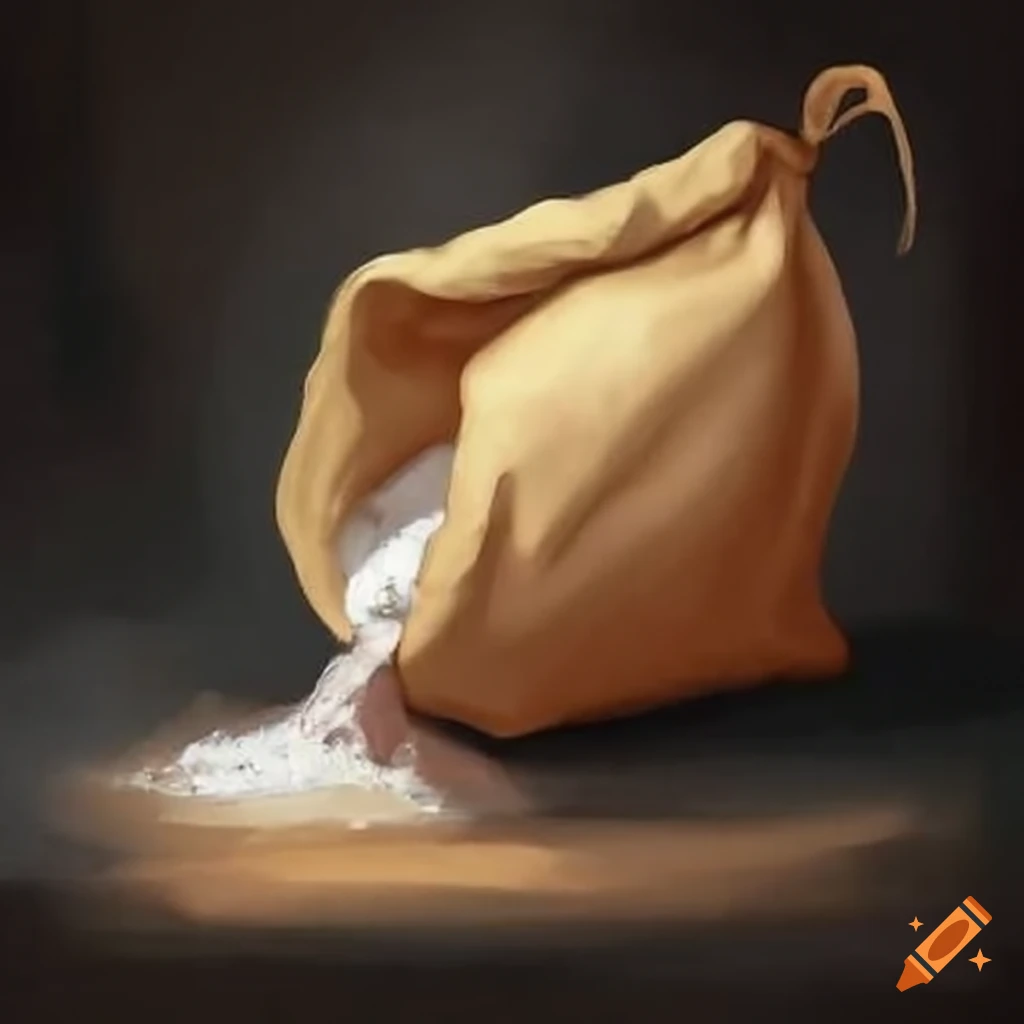 Flour spillage from a fallen bag on Craiyon