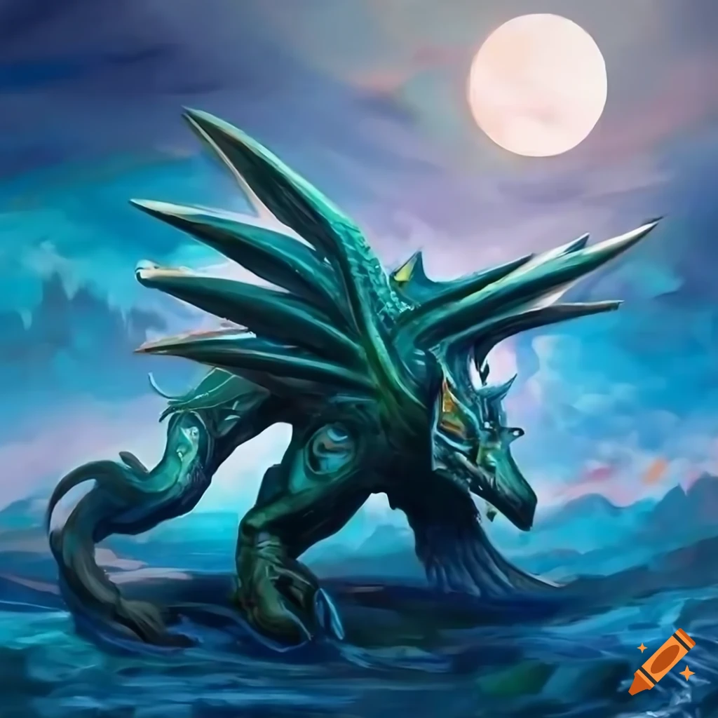 Oil painting of an elegant aquatic mythical creature on Craiyon