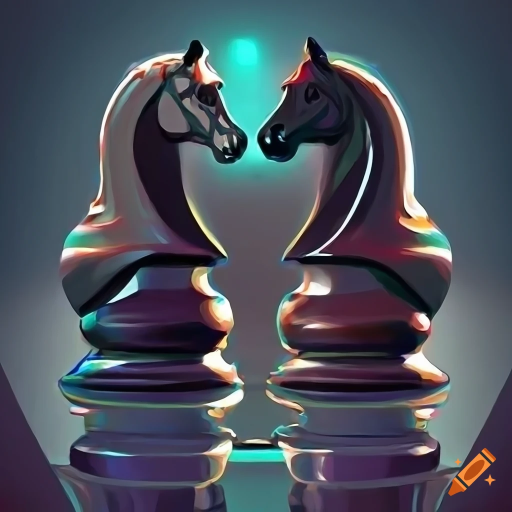 Polychromatic chess pieces in love on Craiyon