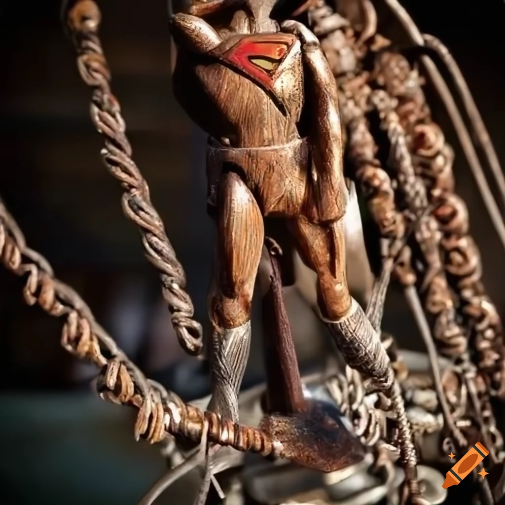 Amazing Superman sculpture made of recycled objects on Craiyon
