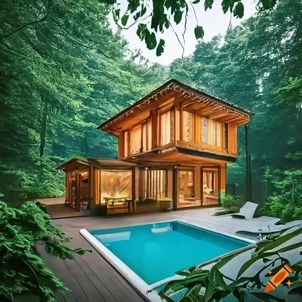 Beautiful villa in the forest with a pool on Craiyon