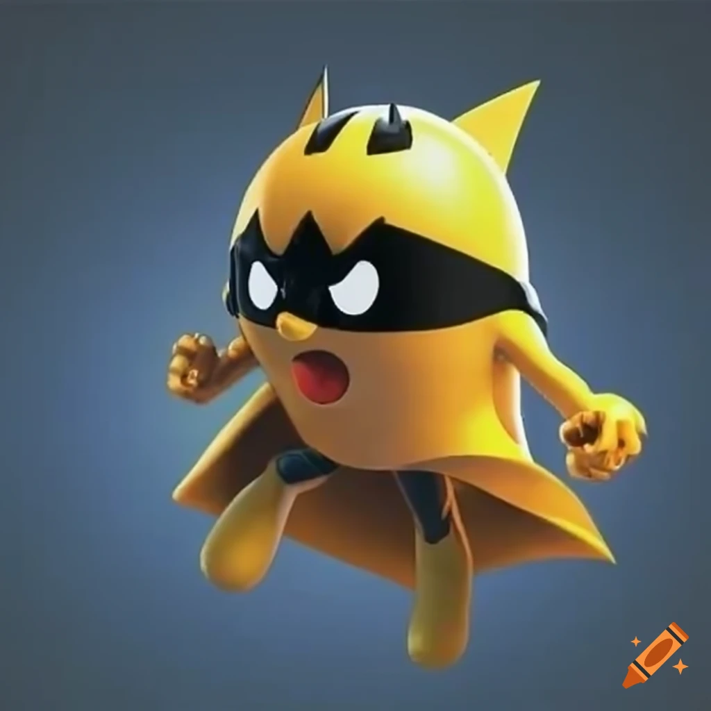 Image of pac-man being chased by batman on Craiyon