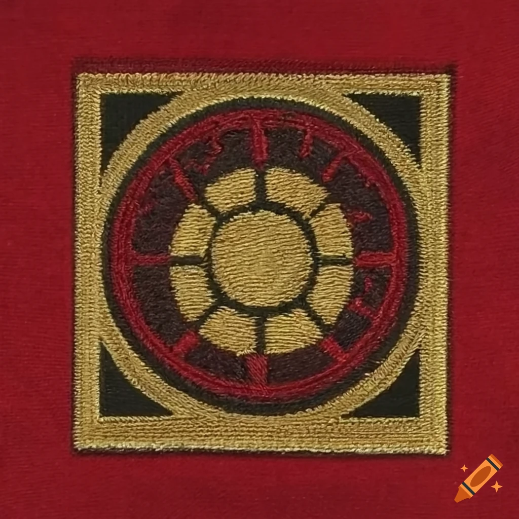 Gold first order symbol on red fabric on Craiyon