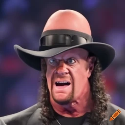 Image of the undertaker laughing manically on Craiyon