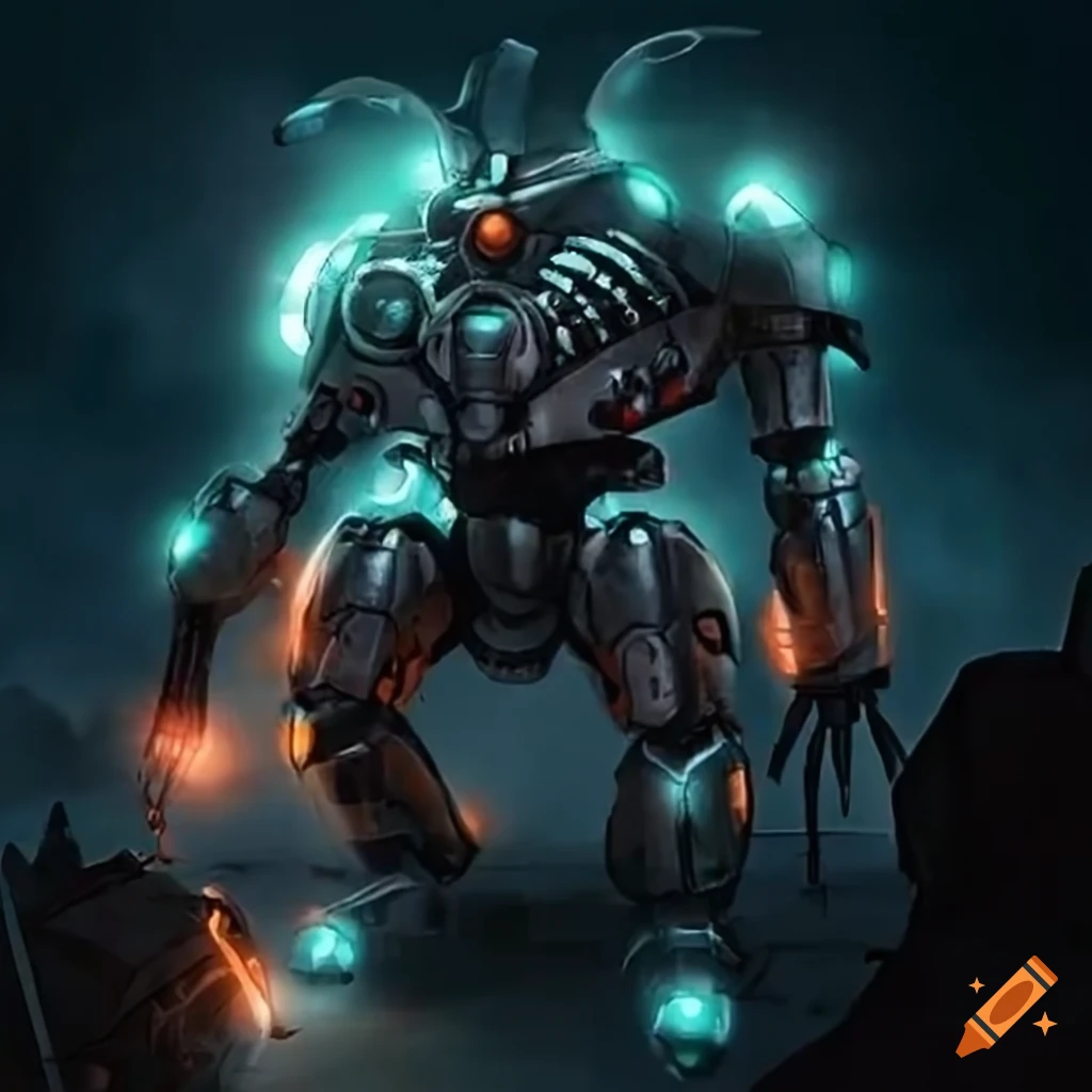 Concept art of a powerful robot overlord on Craiyon