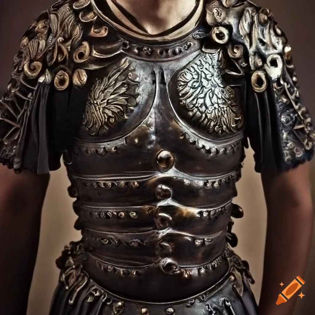 Intricate roman chest plate with wolf engravings on Craiyon