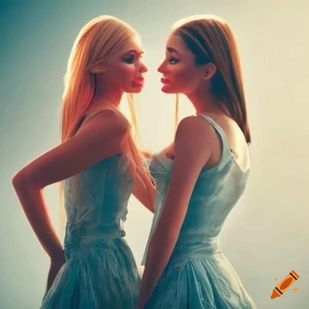 Two women standing together on Craiyon