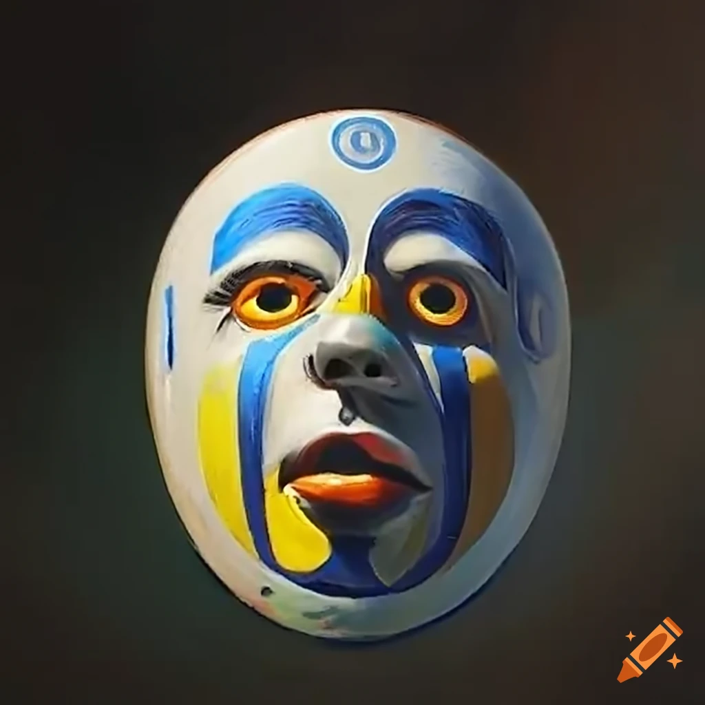 Portrait of a person with concentric circle face painting on Craiyon