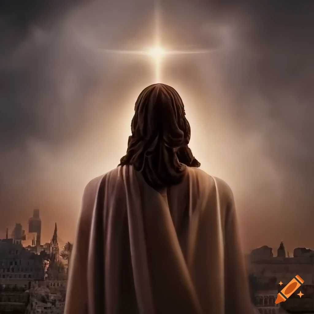 Painting of jesus christ overlooking jerusalem on Craiyon