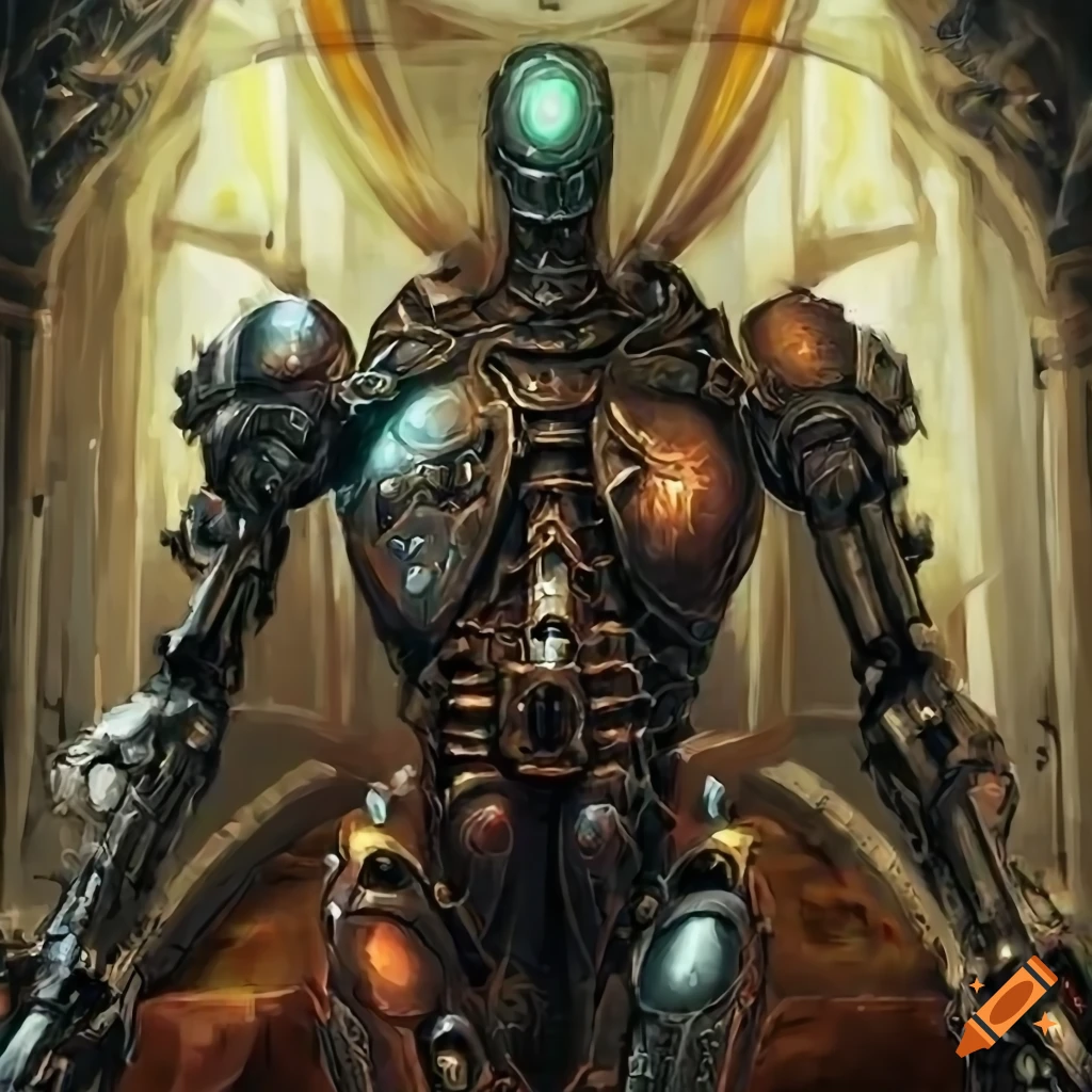 Renaissance-style painting of a robot god on Craiyon