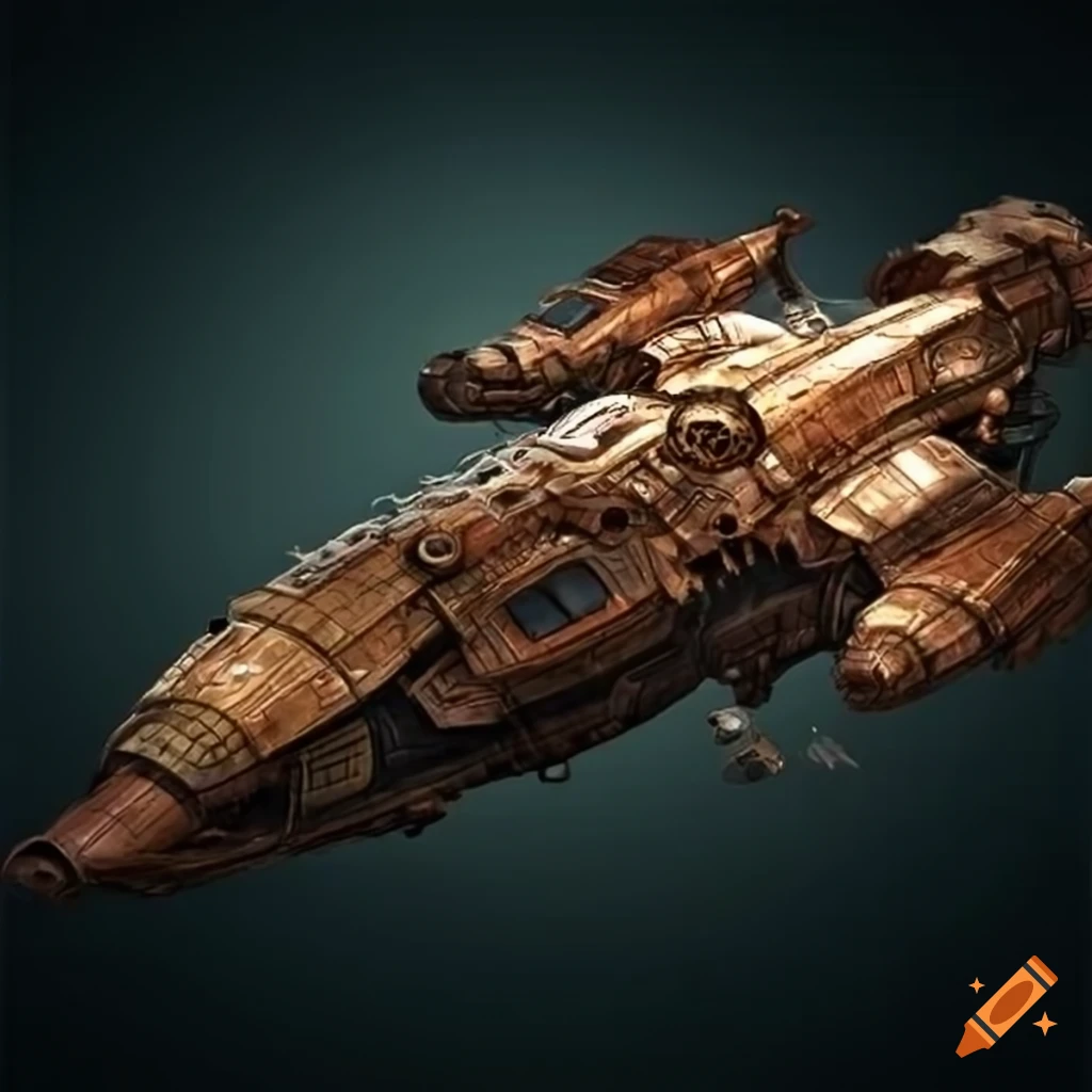 Steampunk spaceship illustration on Craiyon