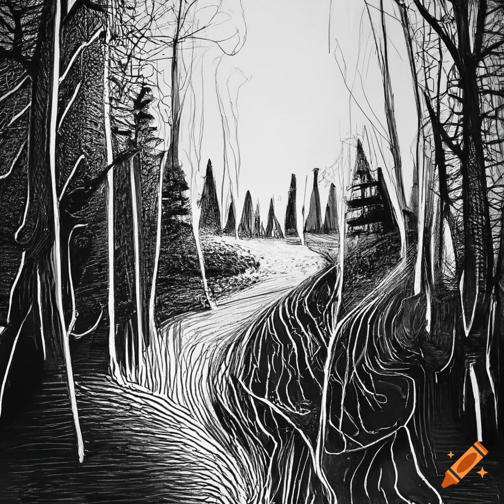 Counter-intuitive landscape sketch on Craiyon