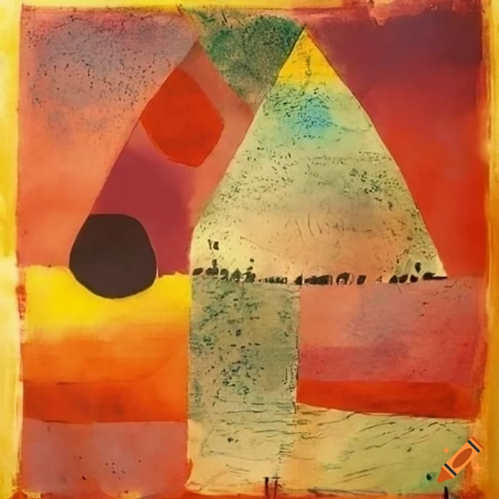 Surrealist monoprint landscape by Paul Klee on Craiyon