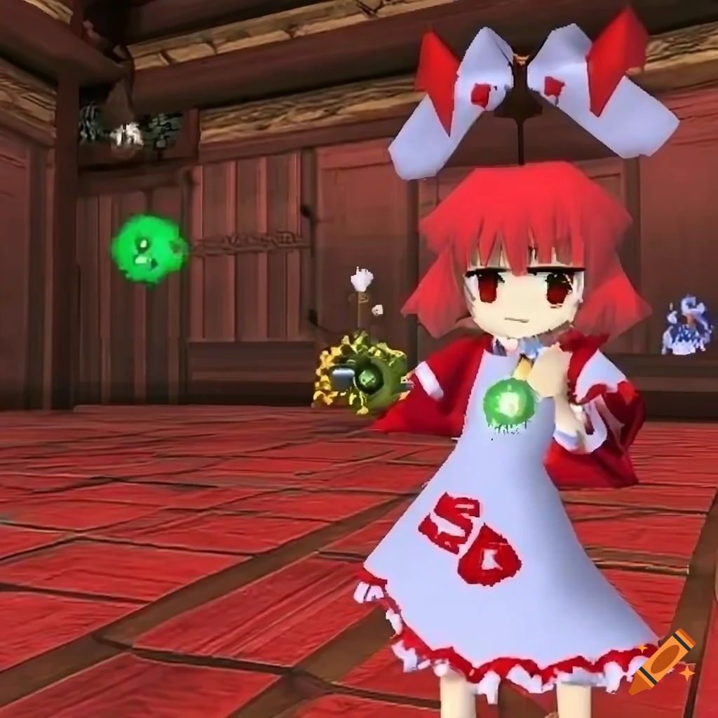Screenshot of a 3D Touhou game on Nintendo 64 on Craiyon