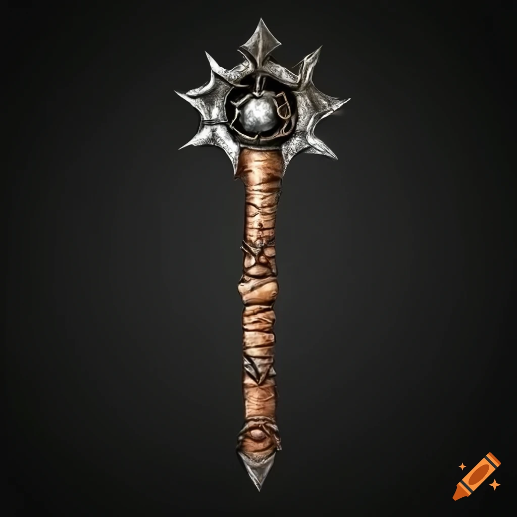 Symbol of a magical mace on a black background on Craiyon