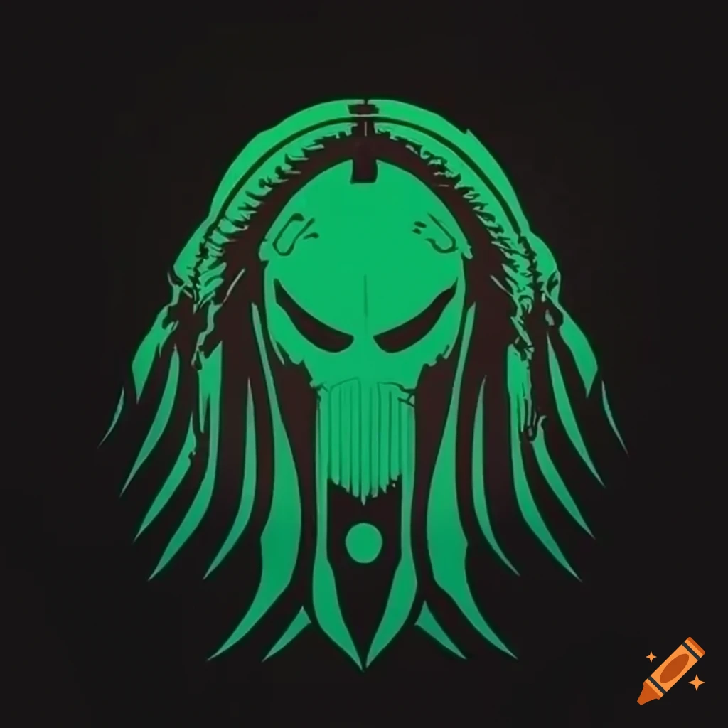 Sleek and modern logo of Yautja predator on Craiyon