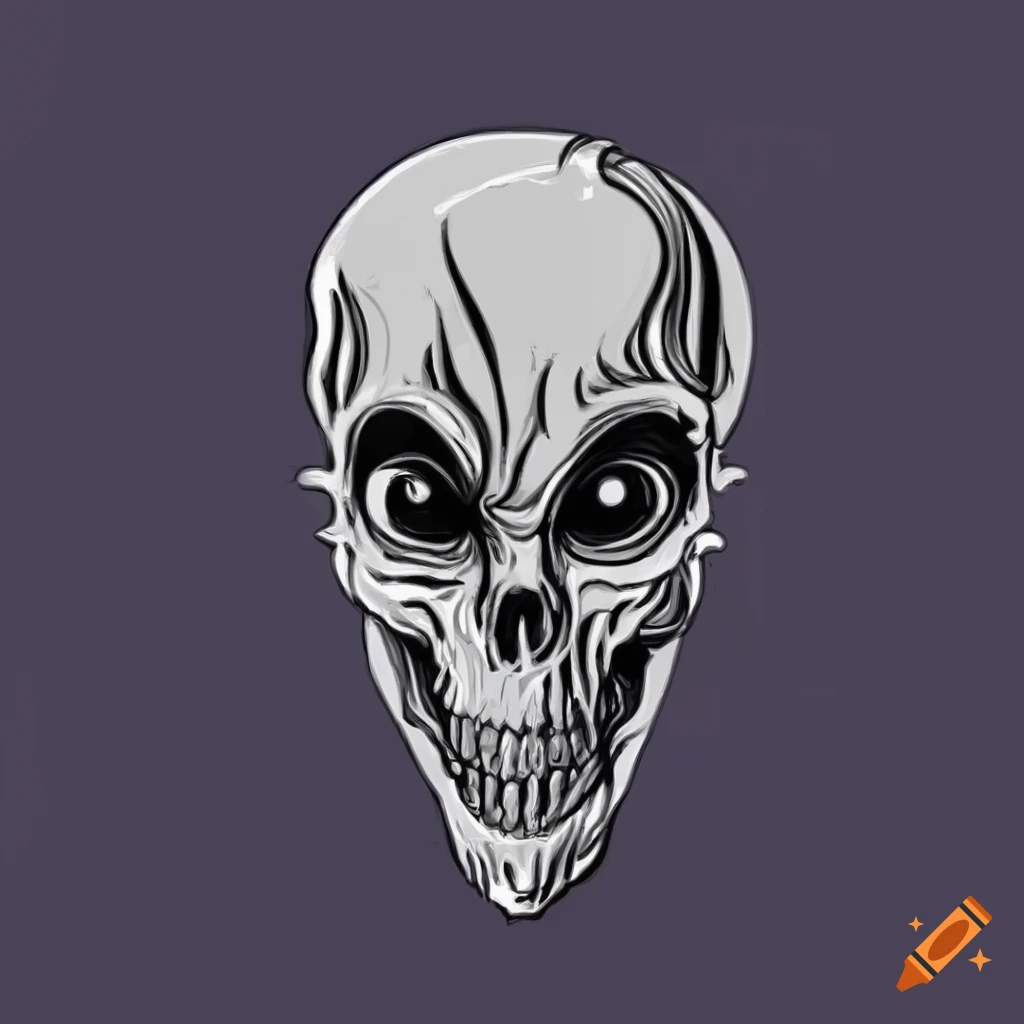 Vector silhouette of an alien skull on Craiyon