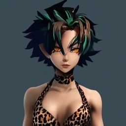 Anime Character Izuku In Leopard Print Bikini