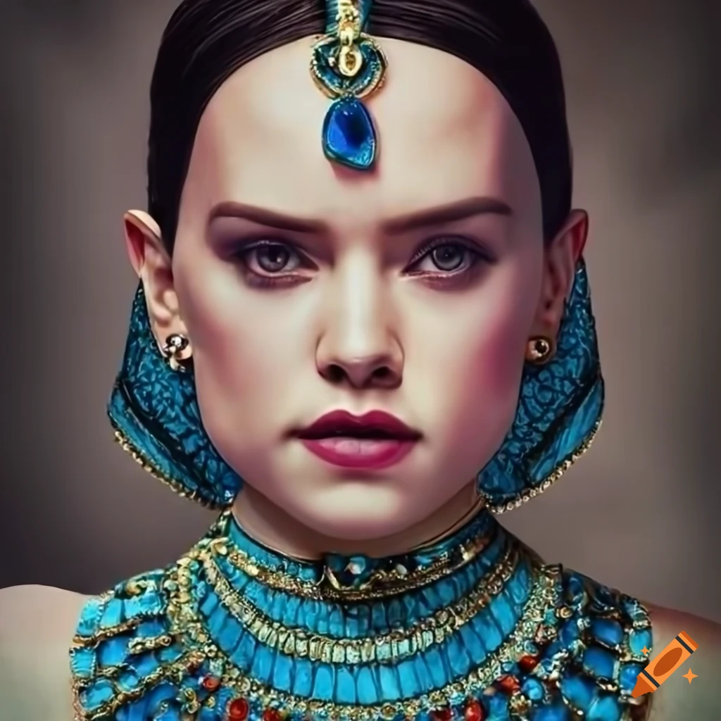 Elegant portrait of Daisy Ridley as an ancient Egyptian princess on Craiyon