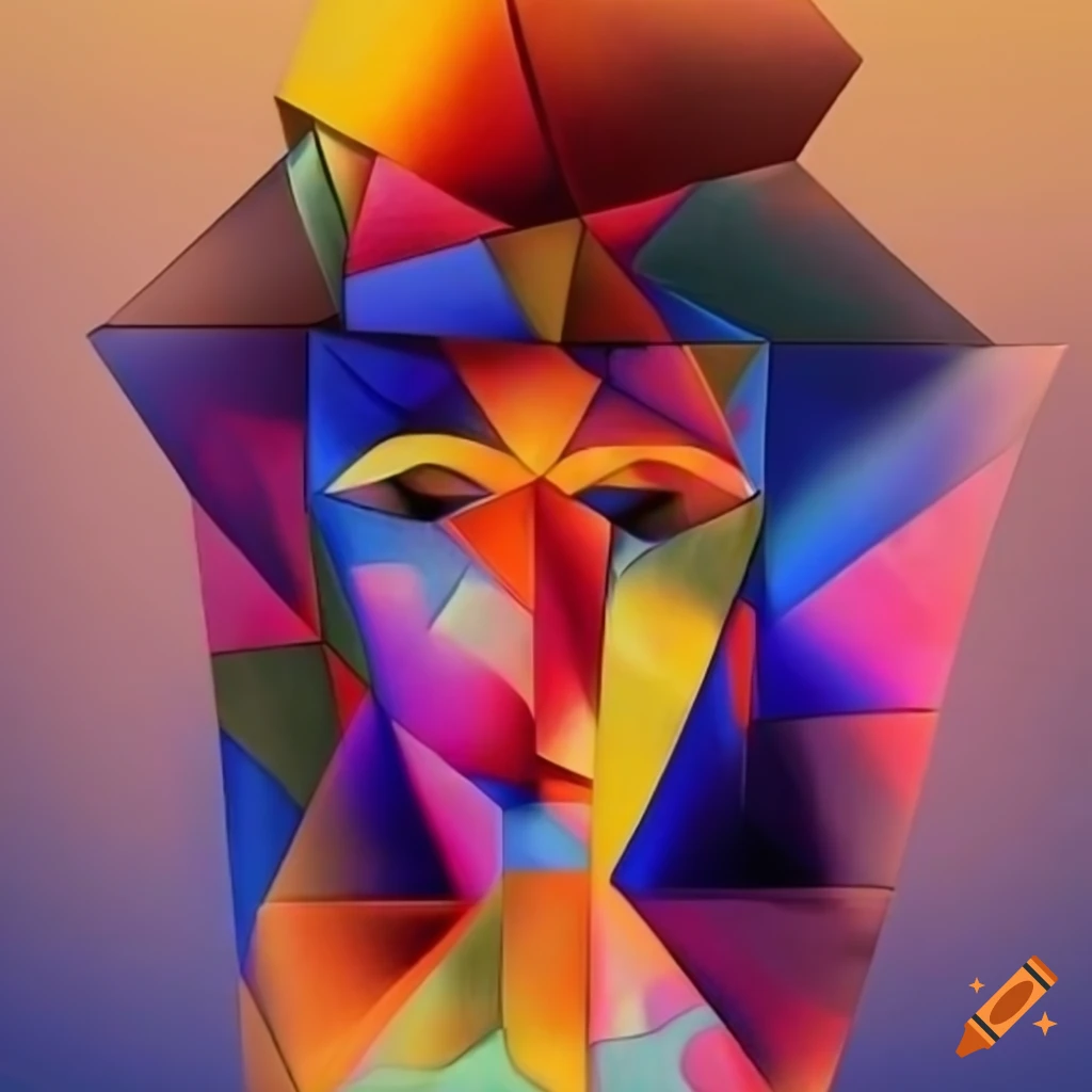 Abstract cubist artwork with randomized shapes on Craiyon