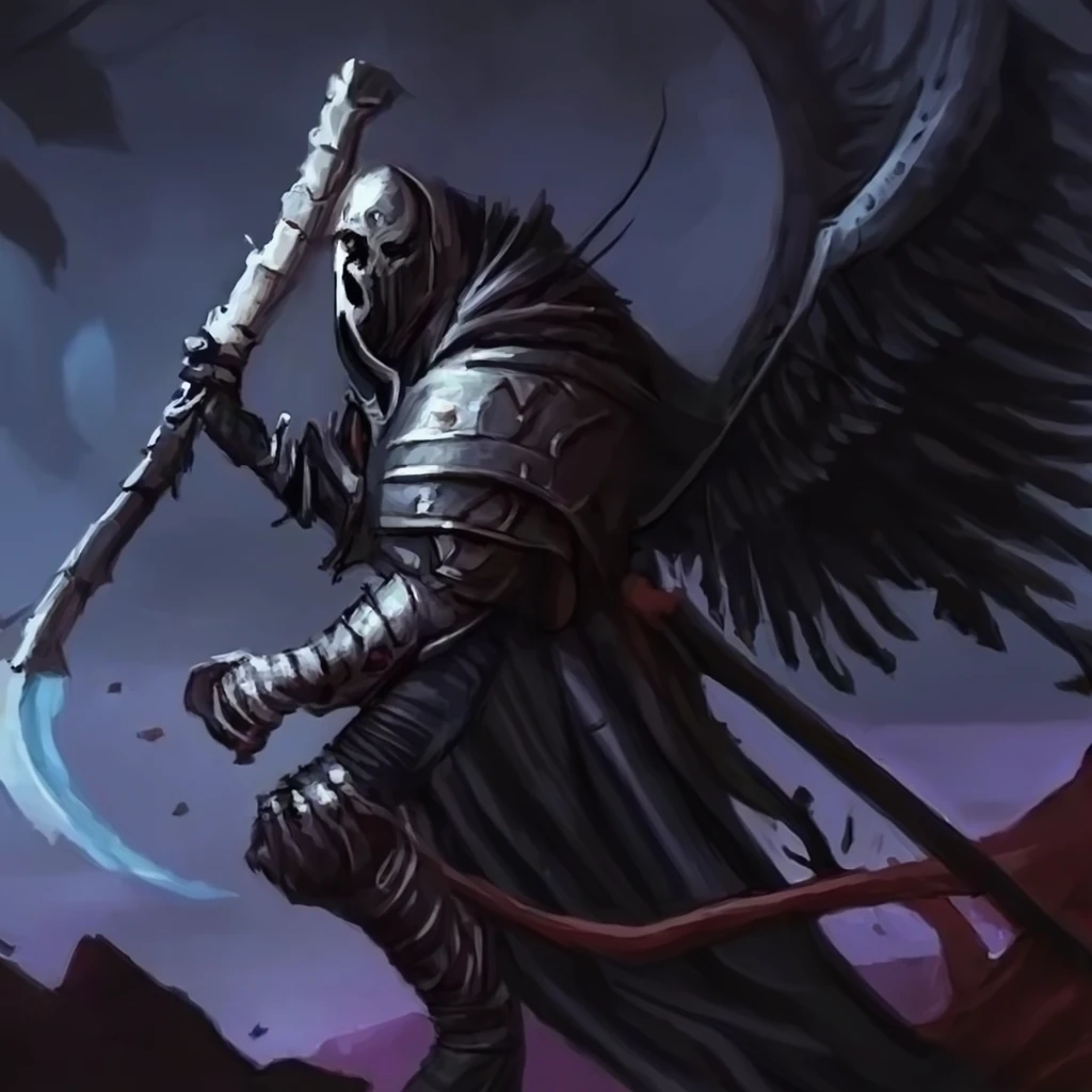 Illustration of a reaper general in raven armor