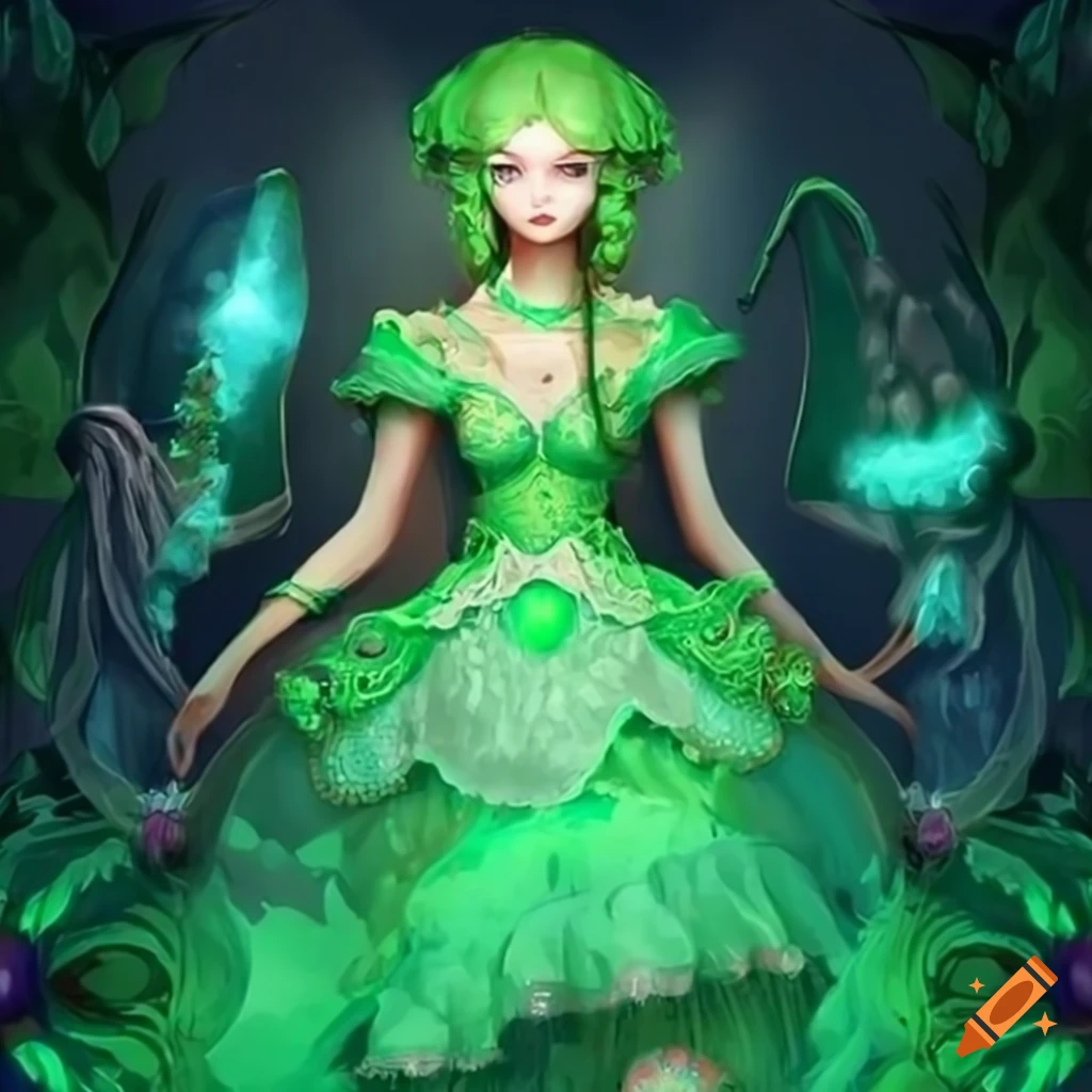 Artwork of a magical girl in a green outfit on Craiyon