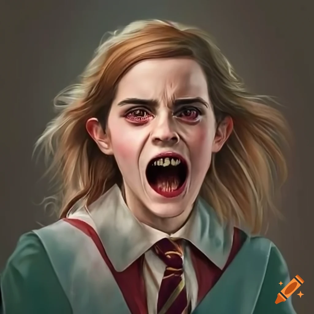 Horror portrait of Emma Watson as Hermione on Craiyon