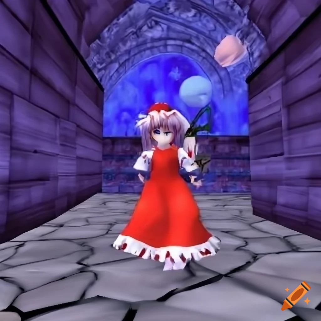 Screenshot of a 3d touhou game on Craiyon