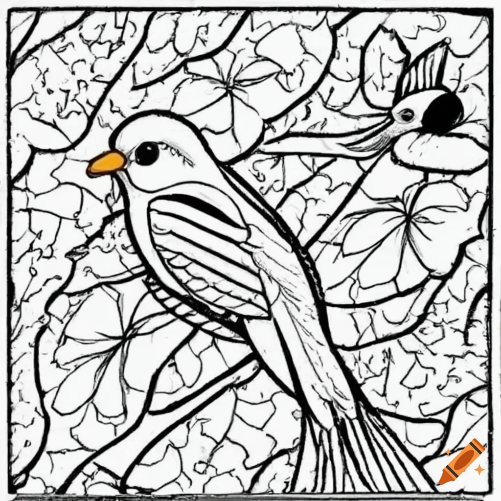 Easy birds coloring page on Craiyon