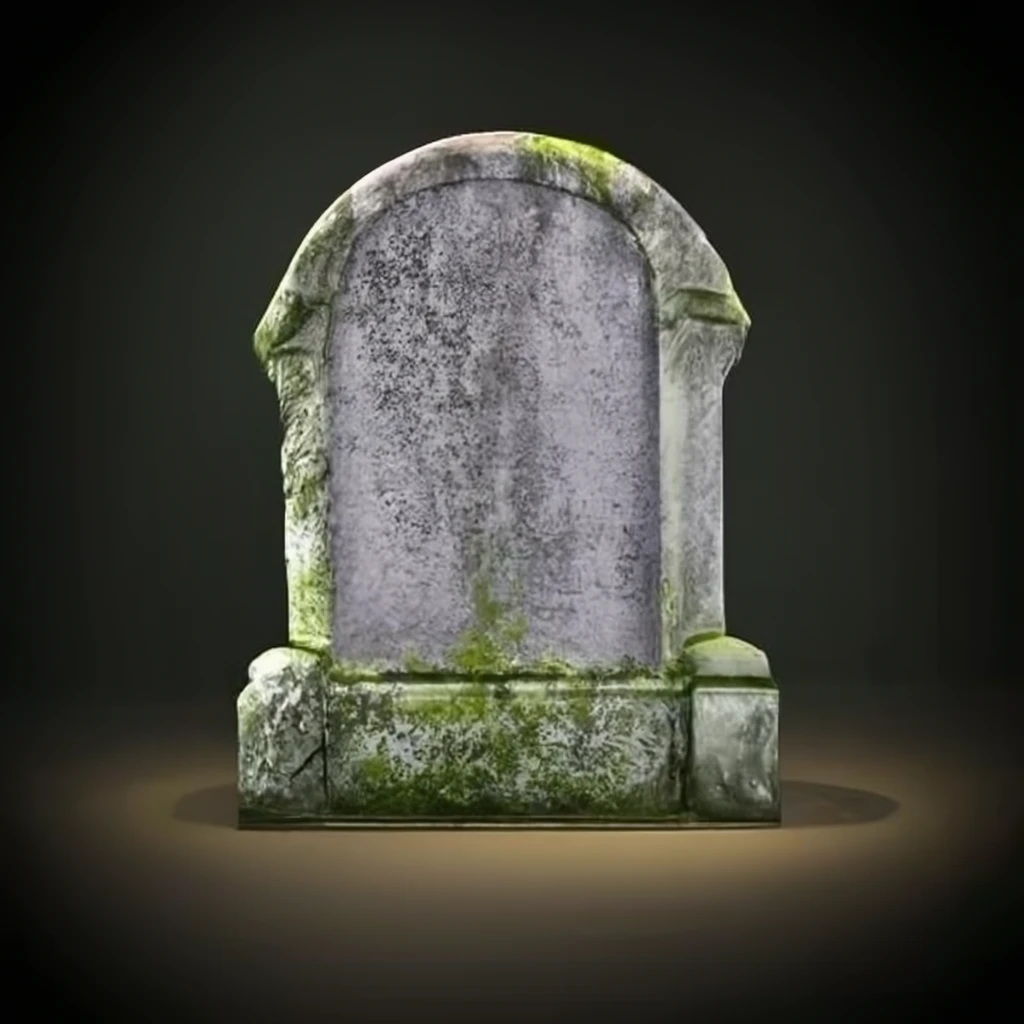 Gravestone with rip symbol