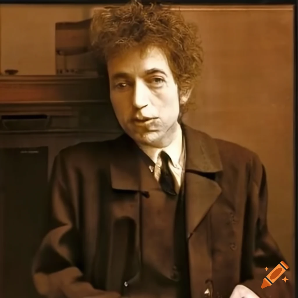 Bob Dylan meeting his alternate self in a different timeline on Craiyon