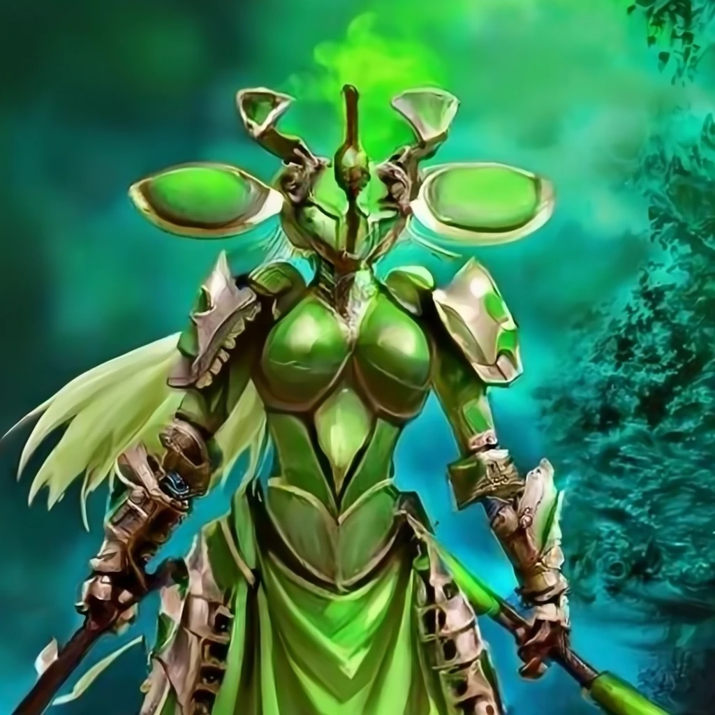 Demi god warrior in praying mantis armor on Craiyon