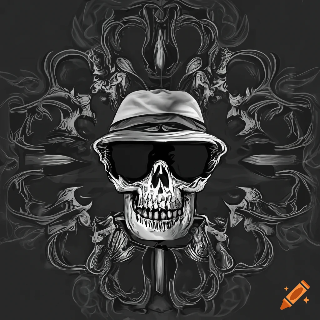Gangster style logo design with a skull wearing a hoodie and sunglasses ...
