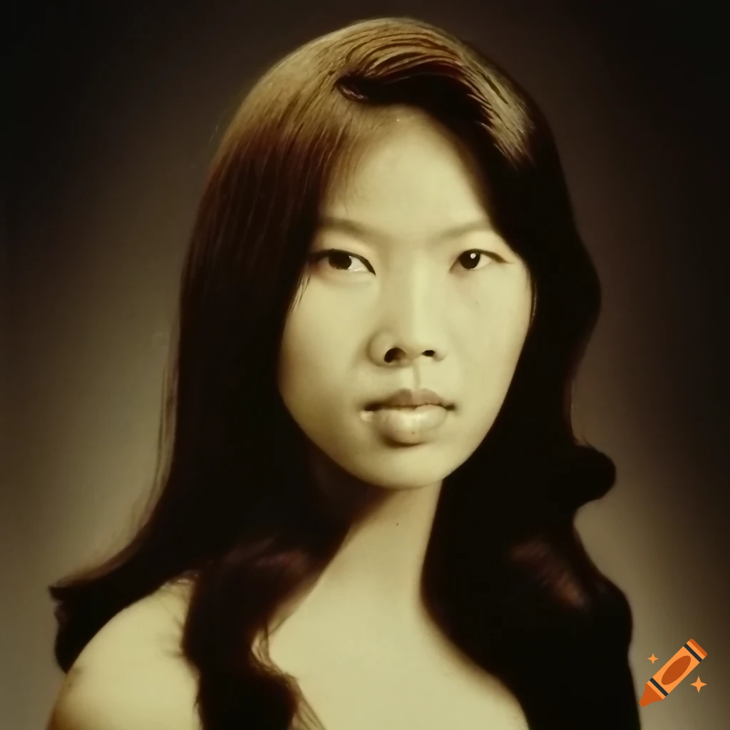 Polaroid Portrait Of An Asian Woman With Auburn Hair