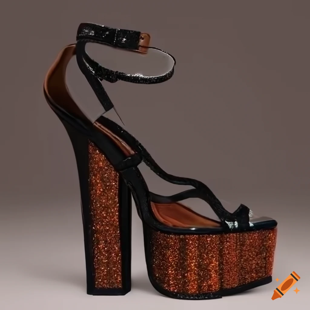 Sparkly pumpkin spice platform heels