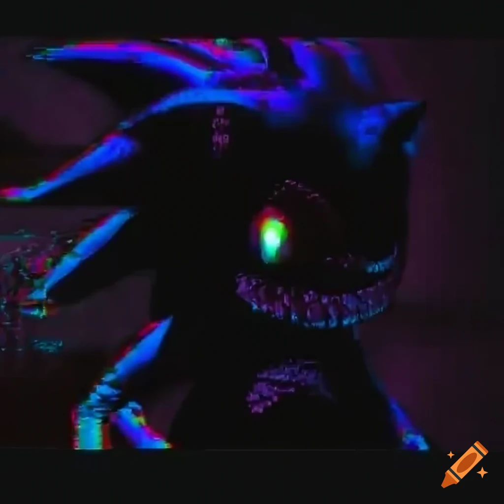 Dark and creepy anty piracy screen with glitchy sonic.exe on Craiyon
