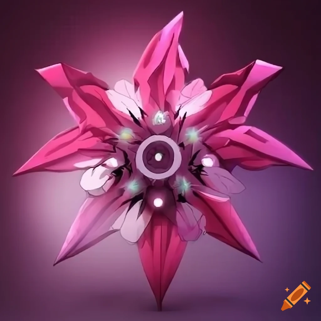 Anime-style flower shuriken with 4 branches