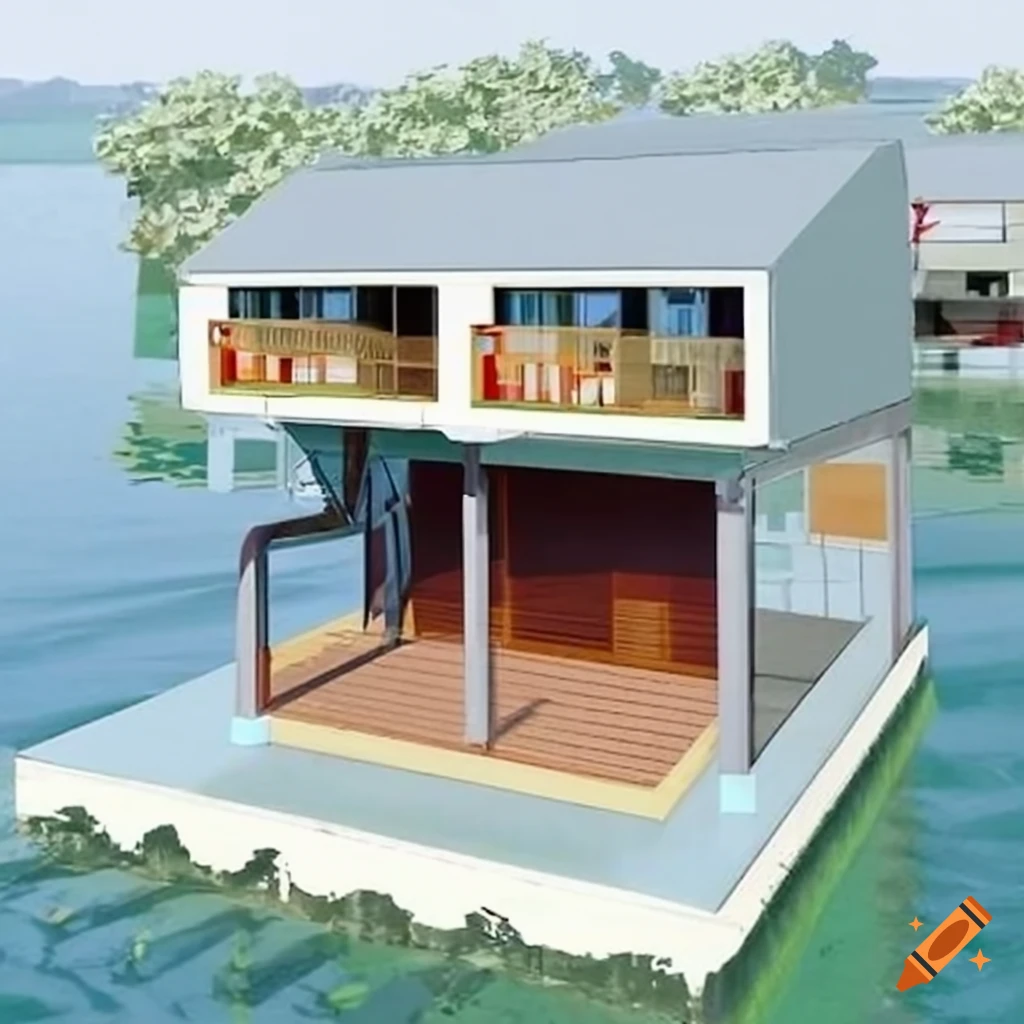 Design concept for an amphibious housing on Craiyon