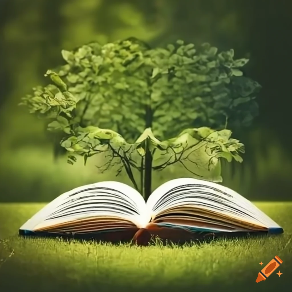 Book open in a natural setting on Craiyon