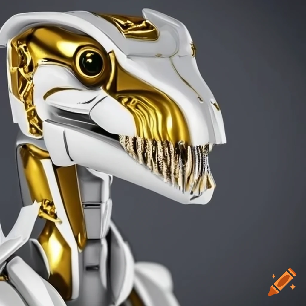 White and gold robot raptor on Craiyon