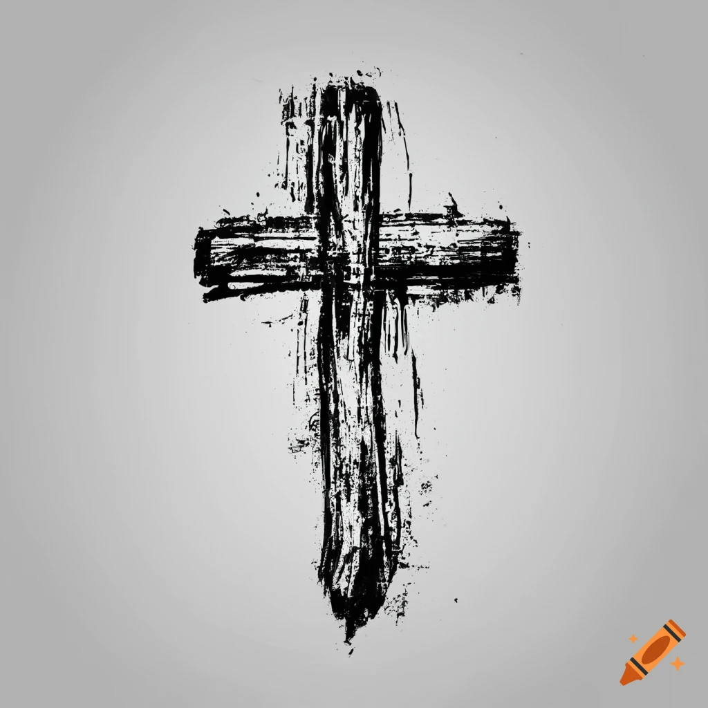 Distressed cross design on white background on Craiyon