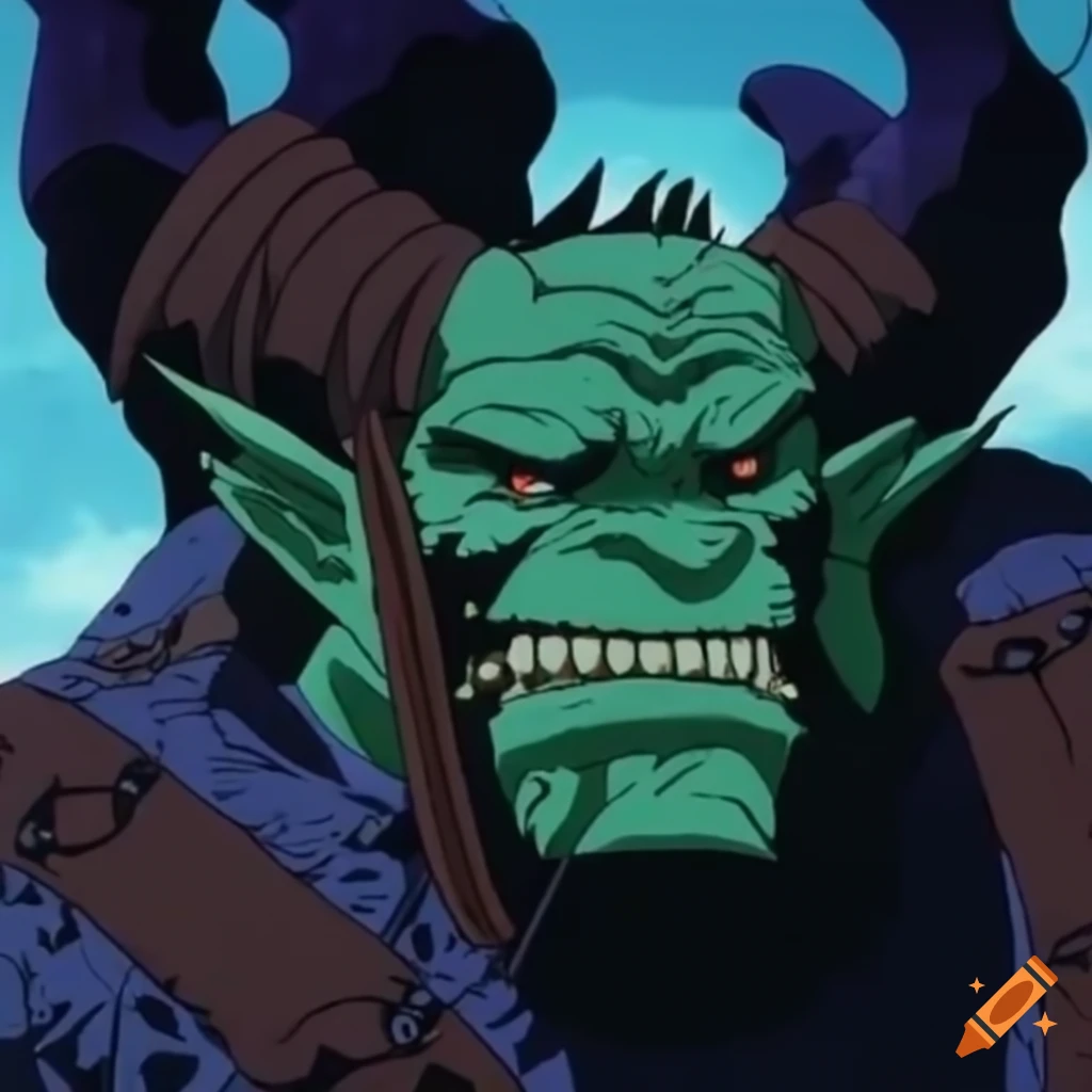 Dark fantasy anime illustration of orc army marching through hills on ...