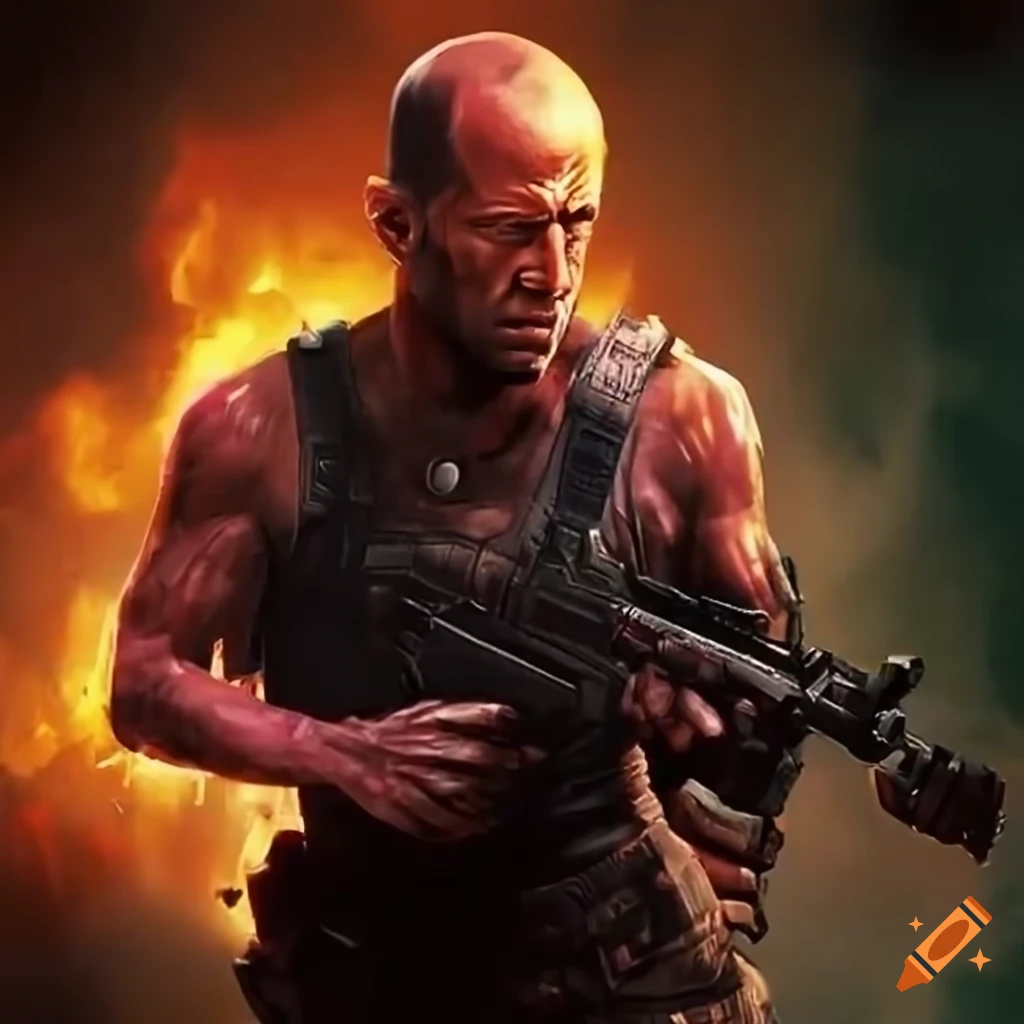 John mcclane and reinhardt from die hard on Craiyon