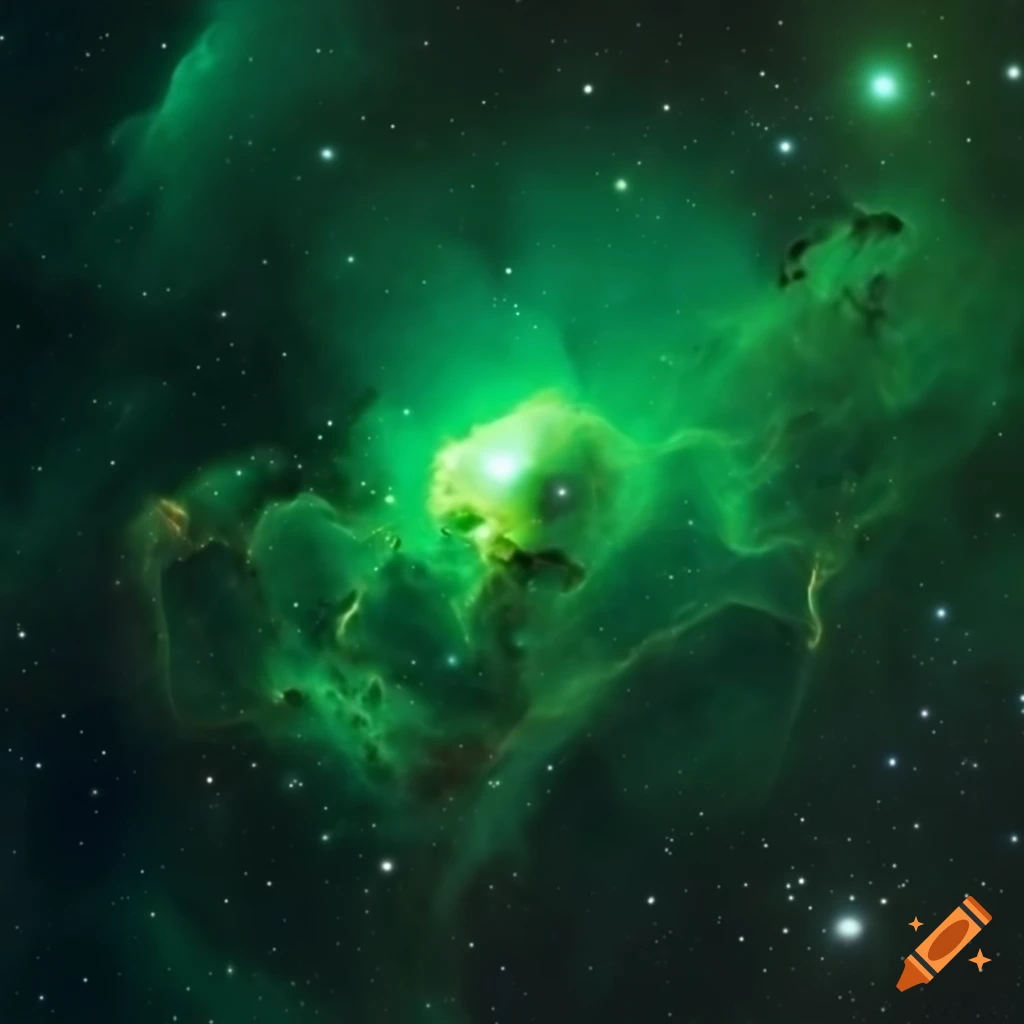 Green nebula in outer space on Craiyon