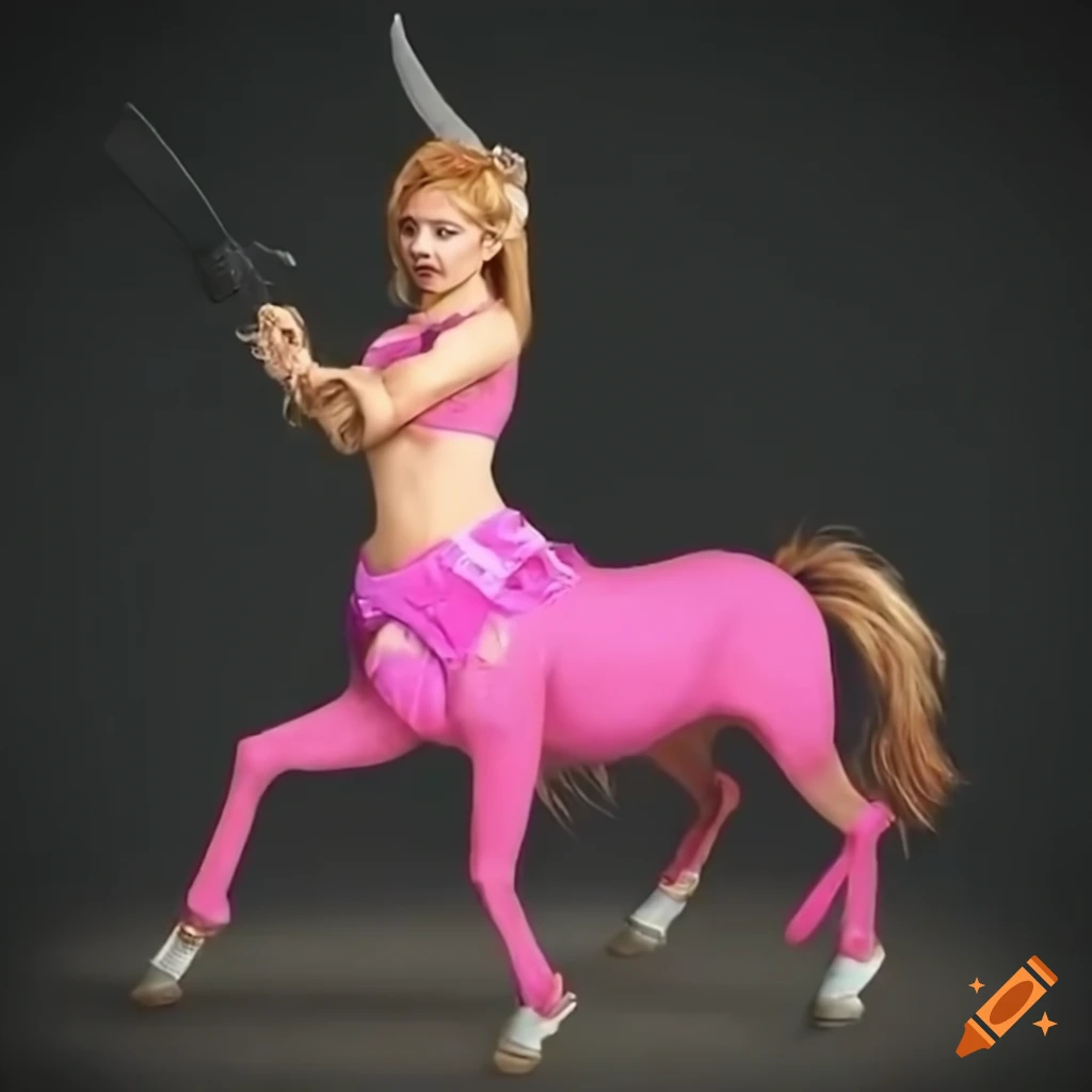 Female centaur warrior with golden body harness on Craiyon