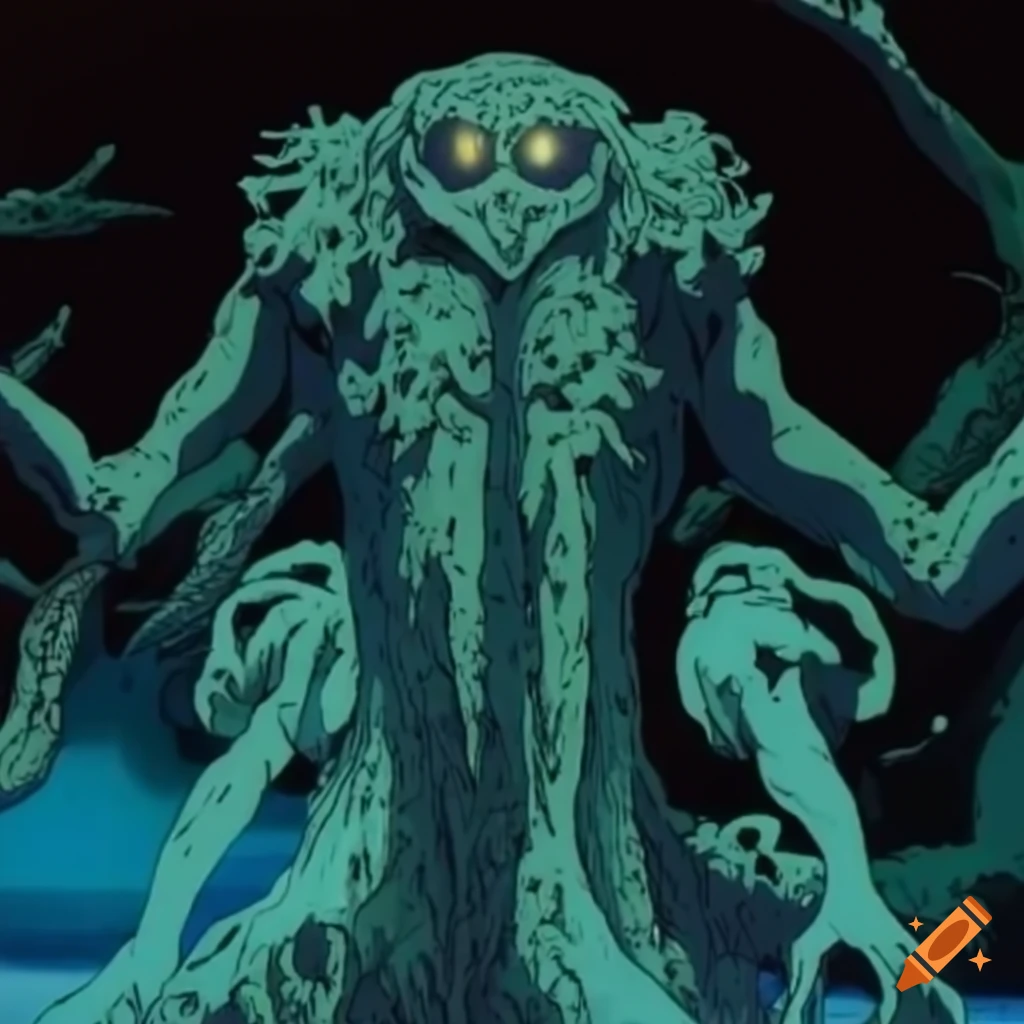 Ancient humanoid tree entity in anime style on Craiyon